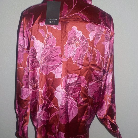 Bailey 44 | Tops | Bailey 44 Ms Size Large Dark Red Floral Print Silk ...